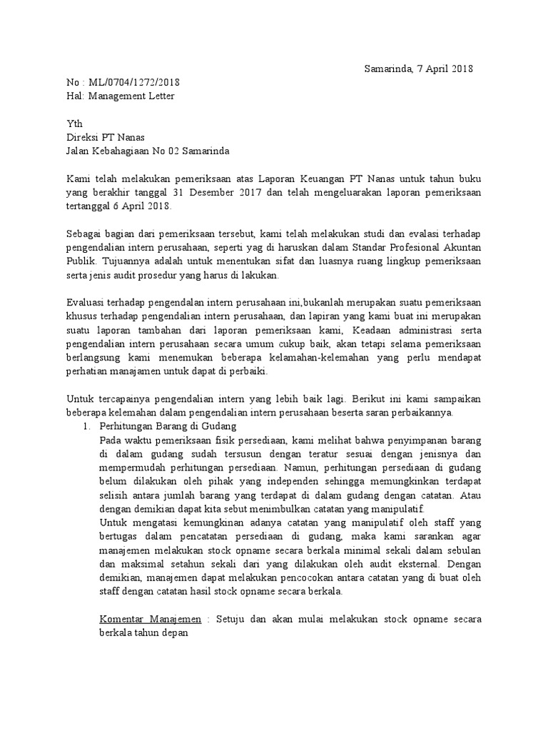 Manajemen Letter | PDF