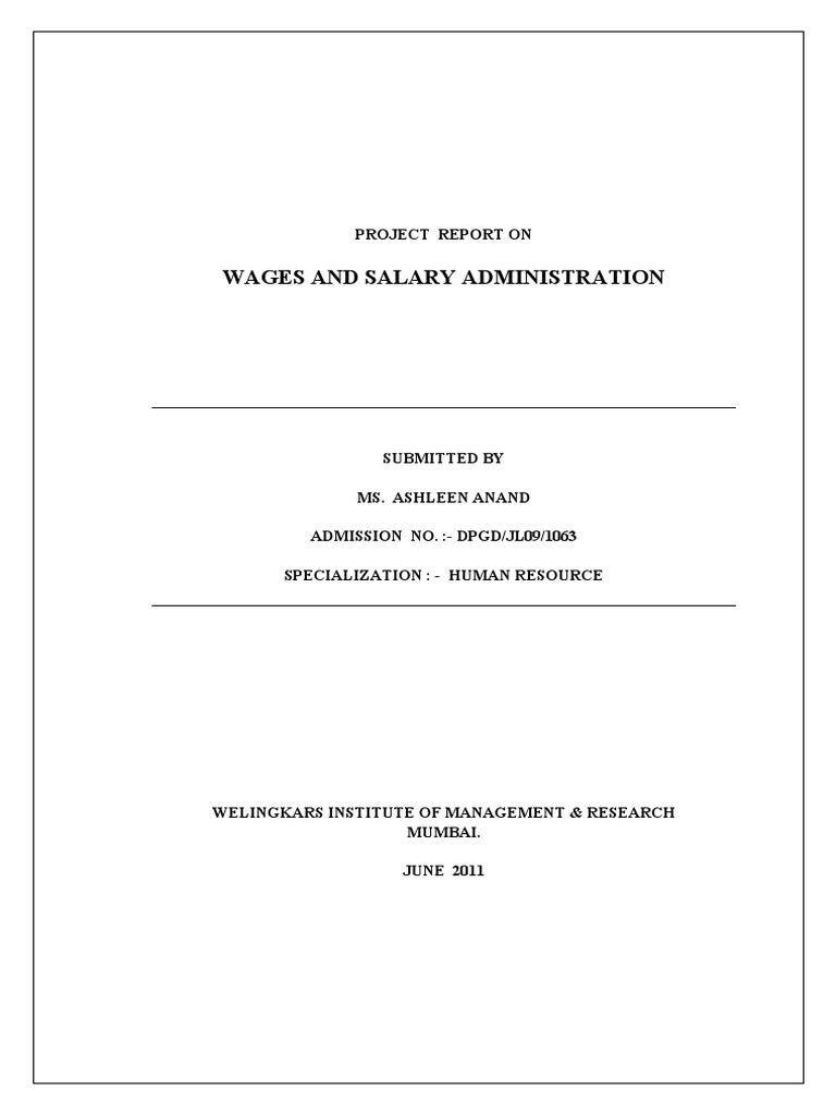 Wages and Salary Administration: Project Report On | PDF | Salary ...