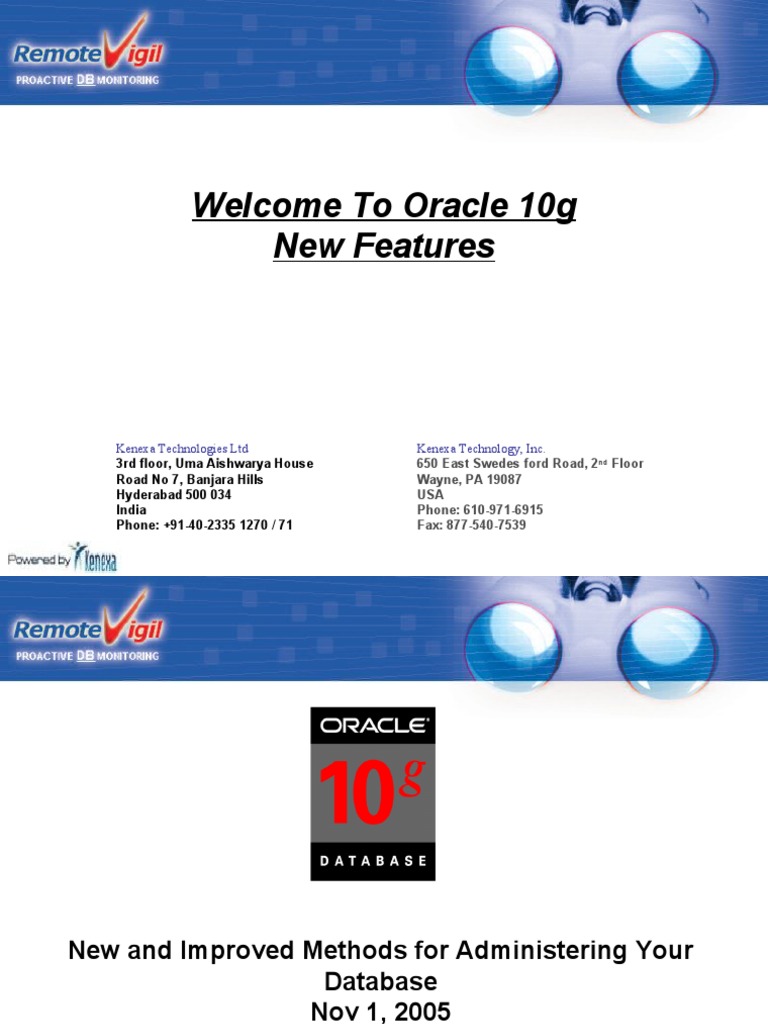Oracle 10g: Key Features Overview | PDF | Databases | Sql