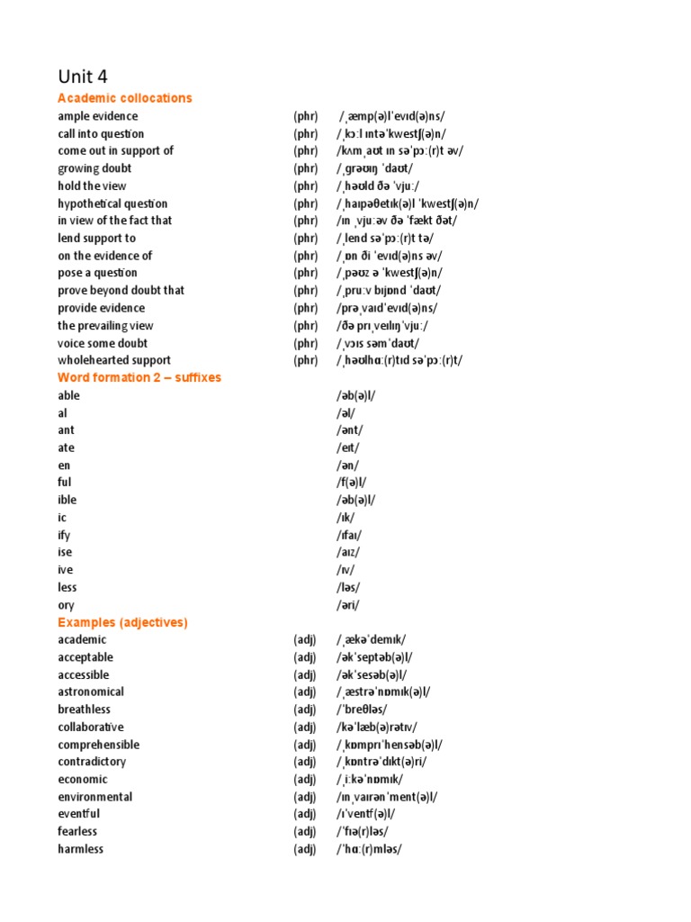 C1 Vocabulary UNIT 4 | PDF | Applied Psychology | Linguistics