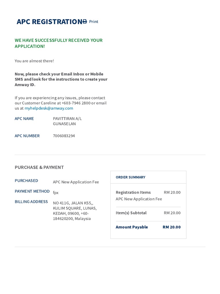 Apc Registration: We Have Successfully Received Your Application! | PDF
