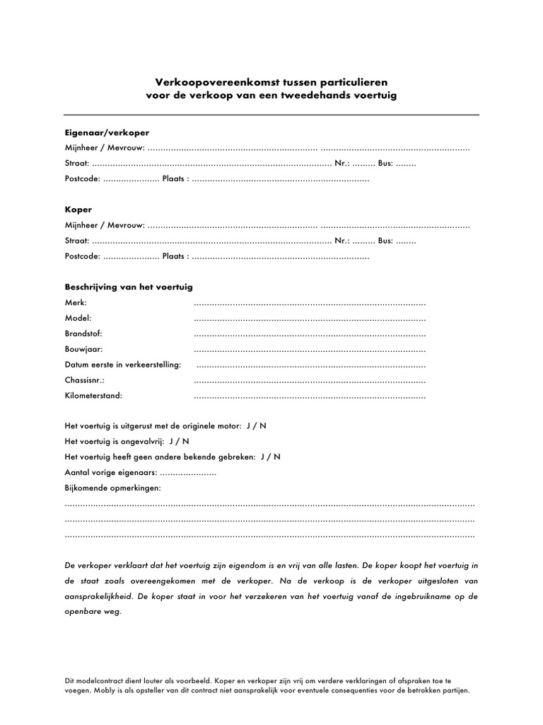 Verkoopsovereenkomst | PDF