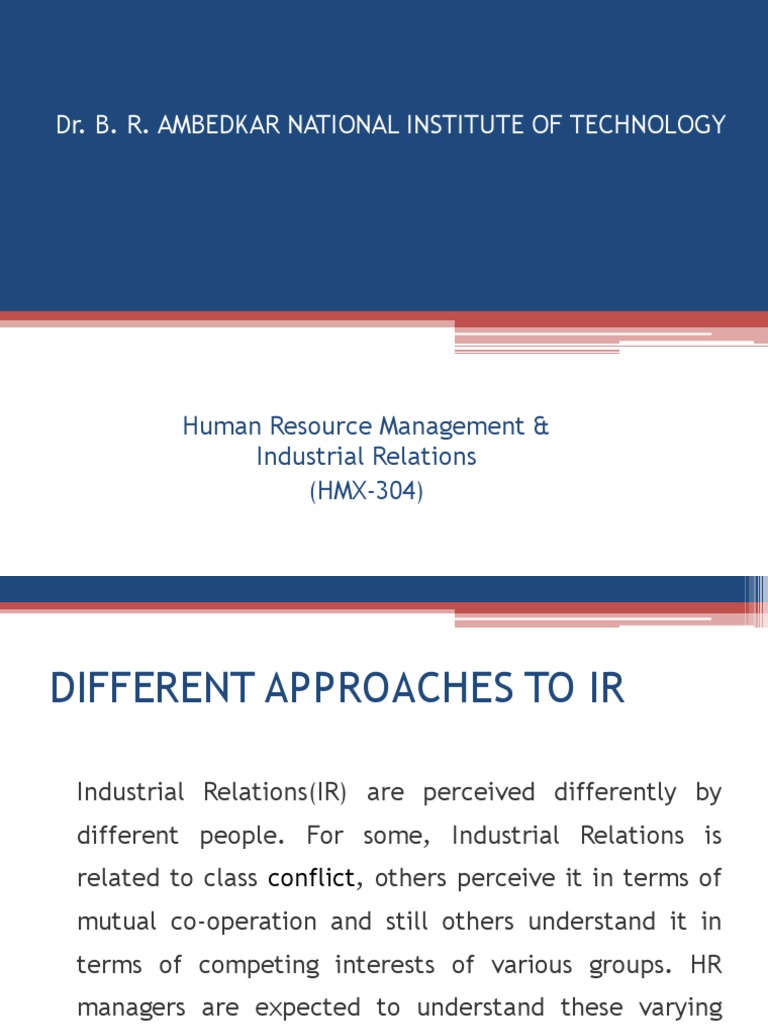 HRM&IR - Industrial Relations (Part II) - Approaches To IR | PDF ...