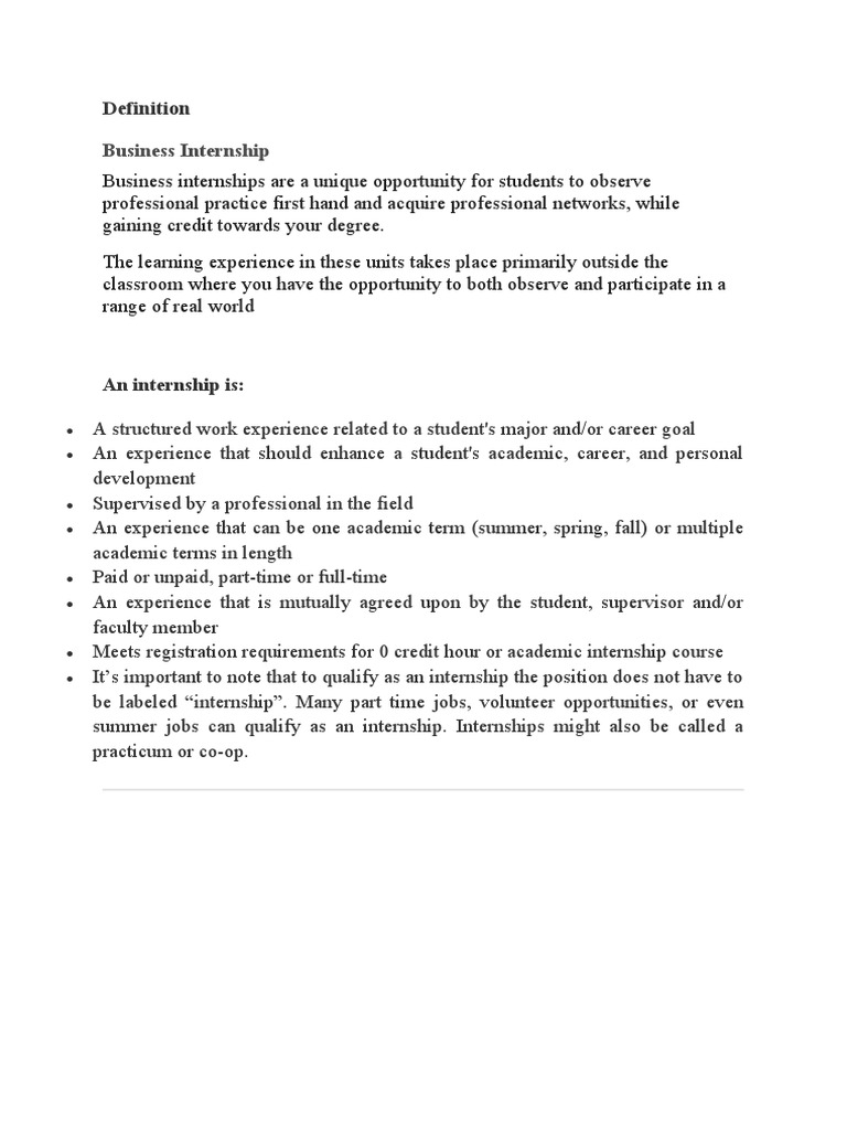 01 Business Internship Detailed Notes | PDF | Internship | Job Hunting
