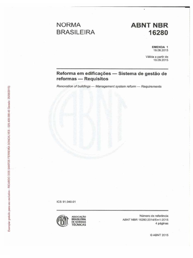 NBR 16820 - Reforma em Edificações | PDF