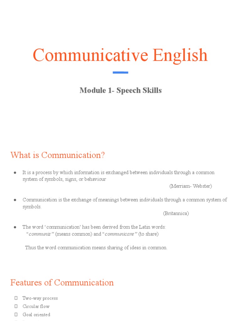 Communicative English Module 1 | PDF | Syllable | English Language