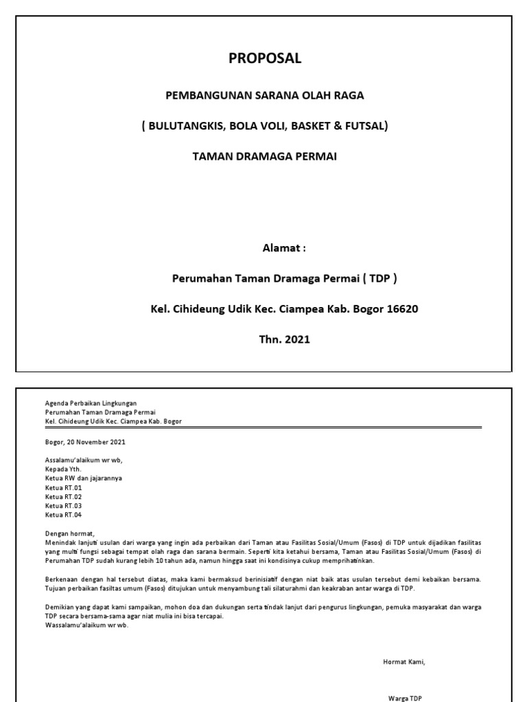 Draft Surat Inisiasi Perbaikan Taman TDP | PDF | Game & Aktivitas | Seni
