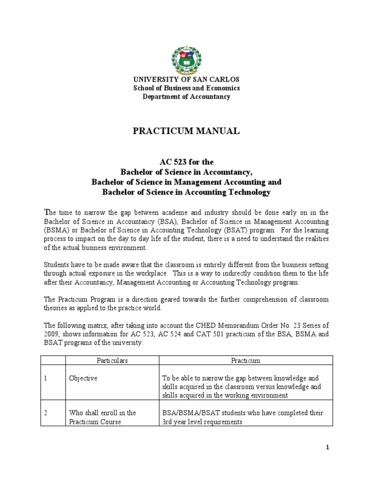 Practicum Manual | PDF | Science | Accounting