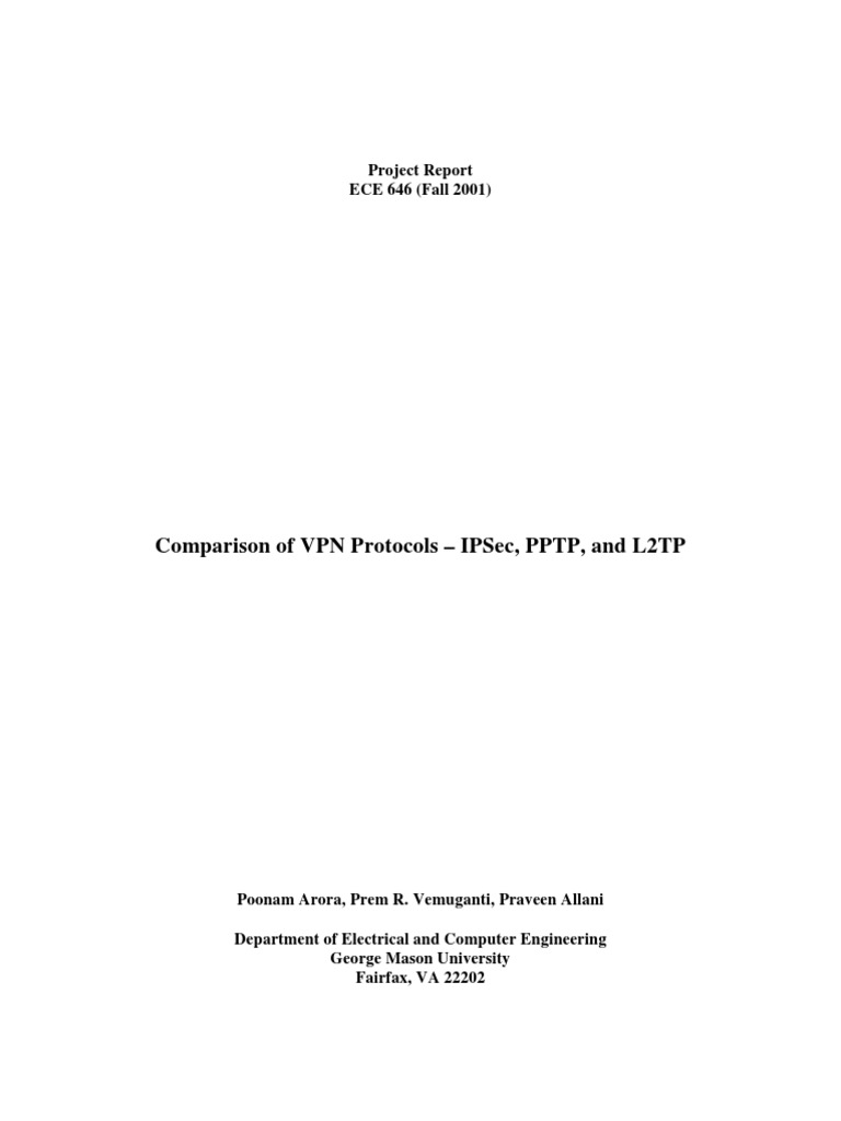 Comparison of VPN Protocols Ipsec PPTP and l2tp | PDF | Virtual Private ...