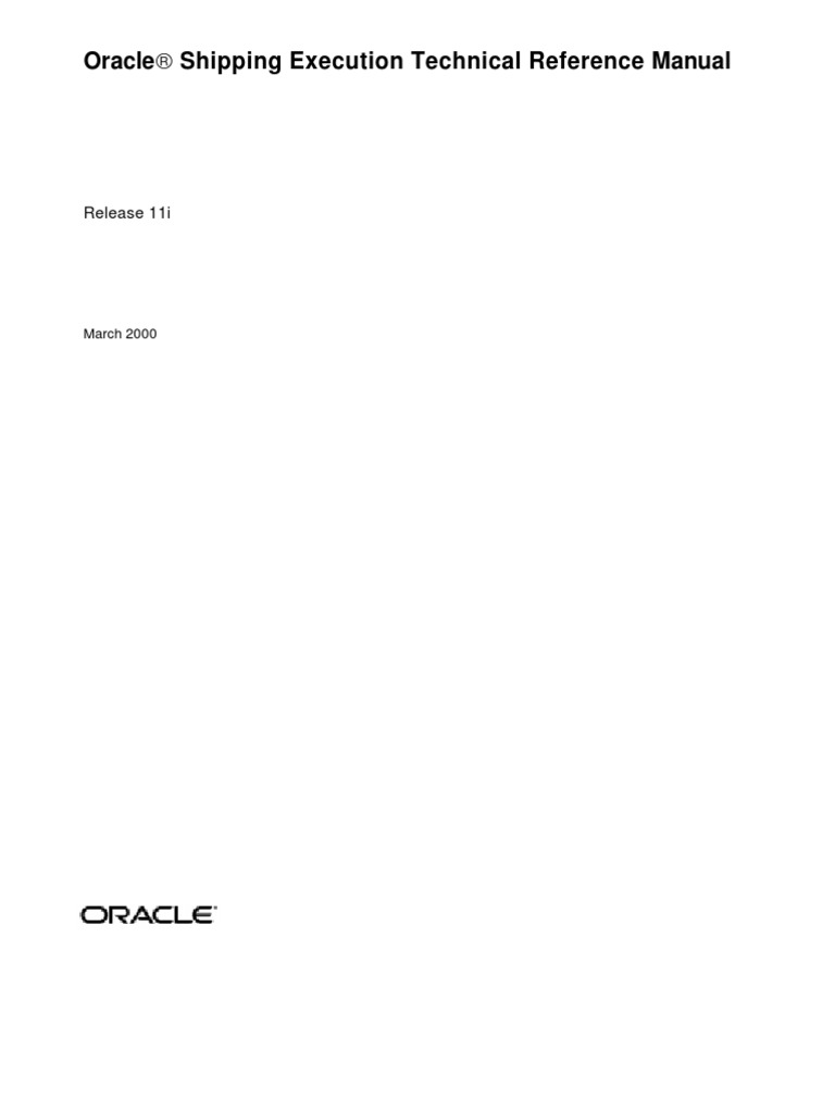 Oracle Shipping Execution Technical Reference Manual: Release 11i | PDF | Oracle Database ...