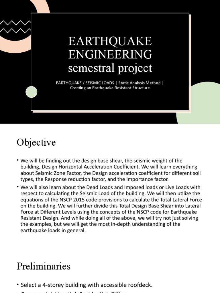 Earthquake Engineering Semestral Project | PDF