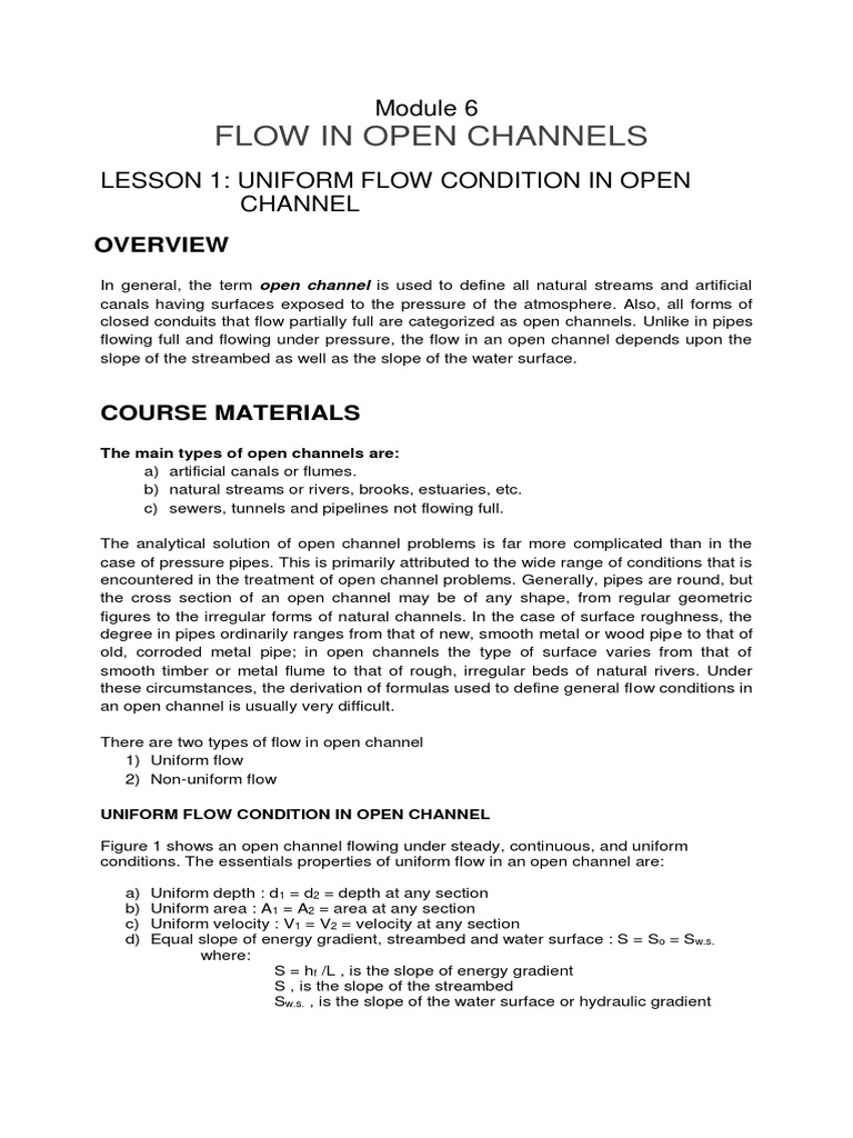 Module 6 Flow in Open Channel | PDF | Chemical Engineering | Fluid ...