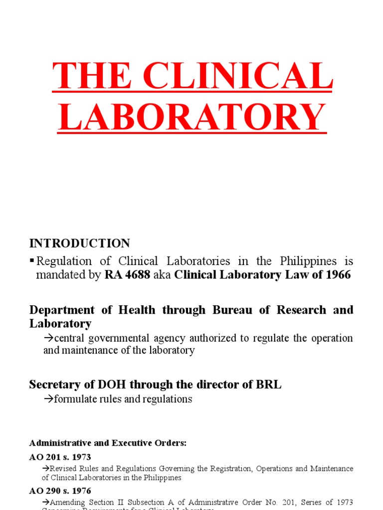 Regulation of Clinical Laboratories in the Philippines | PDF | Medical ...