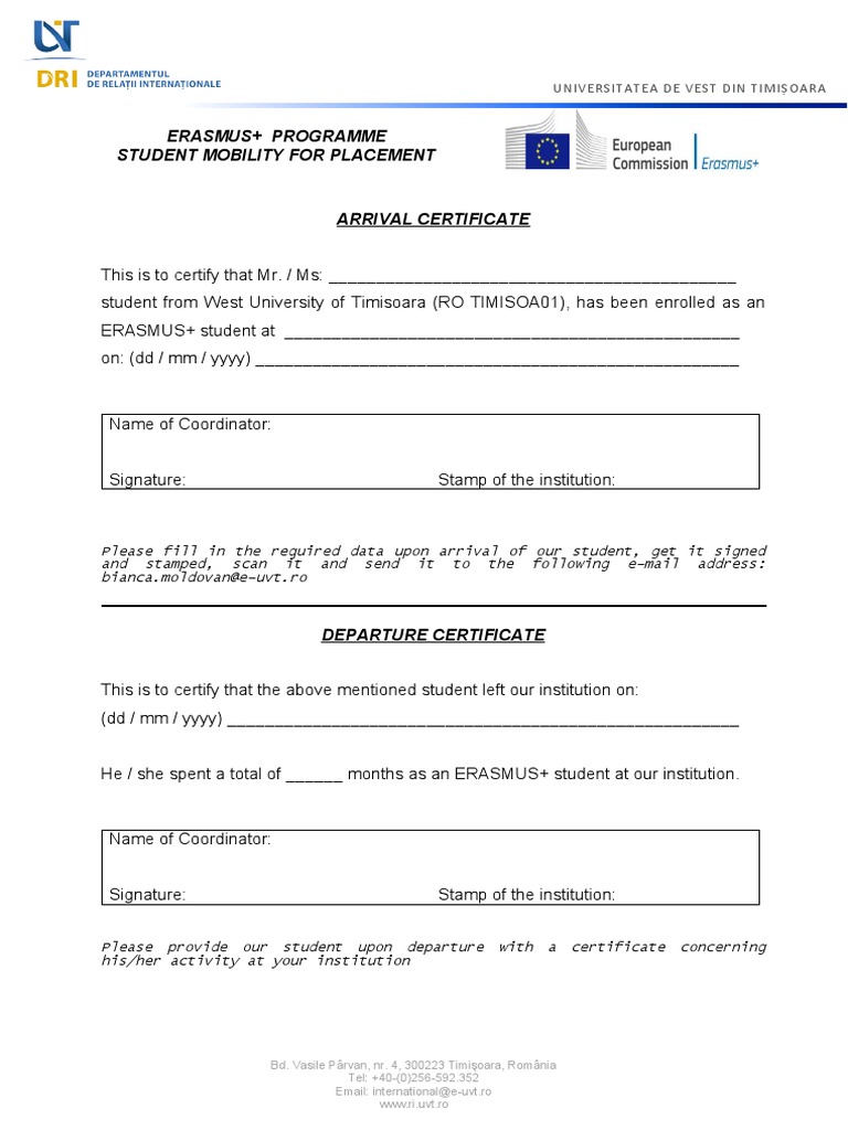 Erasmus+ Student Mobility Certificate | PDF | Business