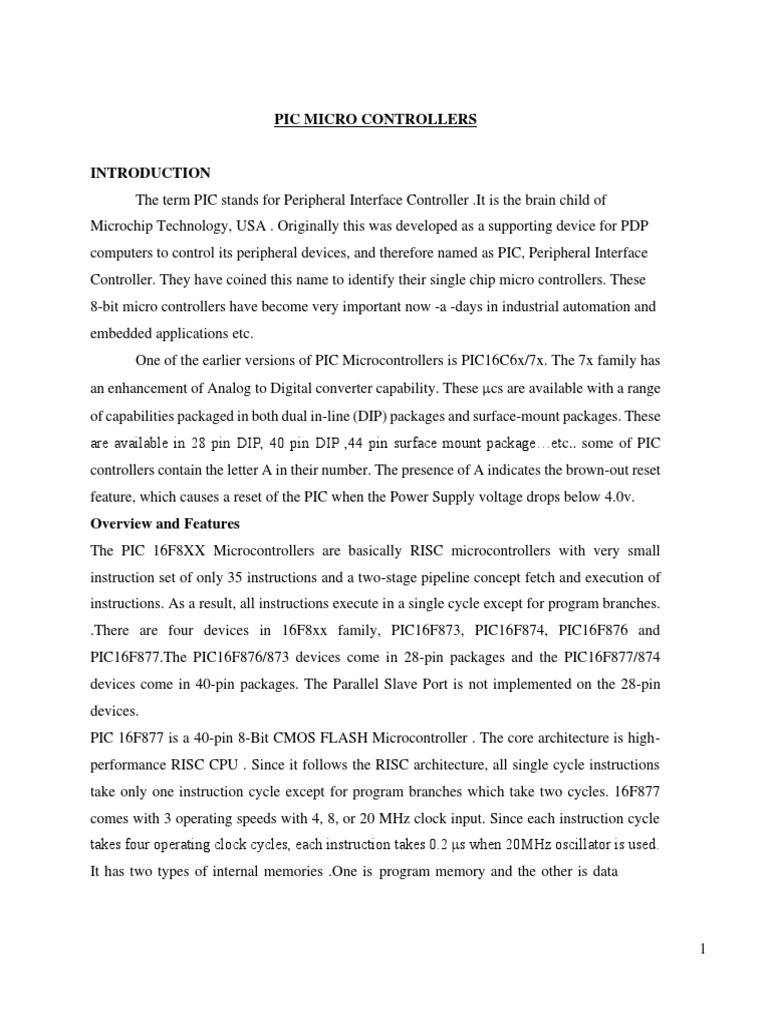 Pic Micro Controllers | PDF | Microcontroller | Central Processing Unit