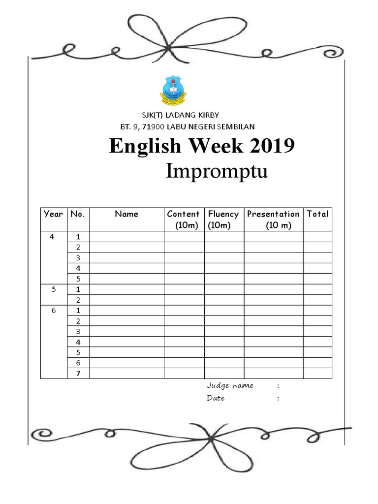 Impromptu Judging Form | PDF