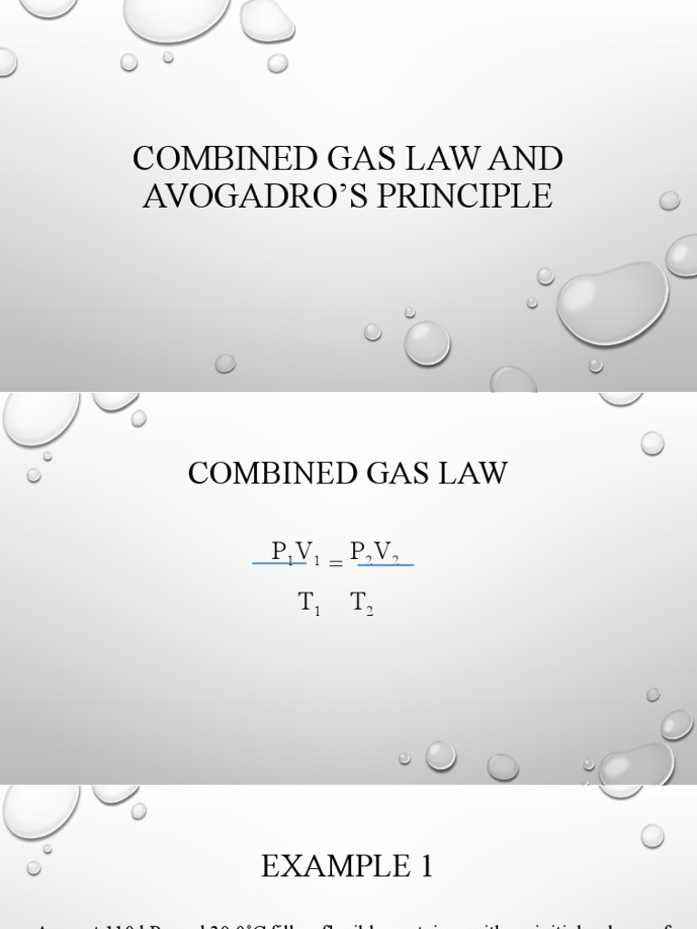 Combined Gas Law and Avogadro's Principle | PDF | Gases | Mole (Unit)