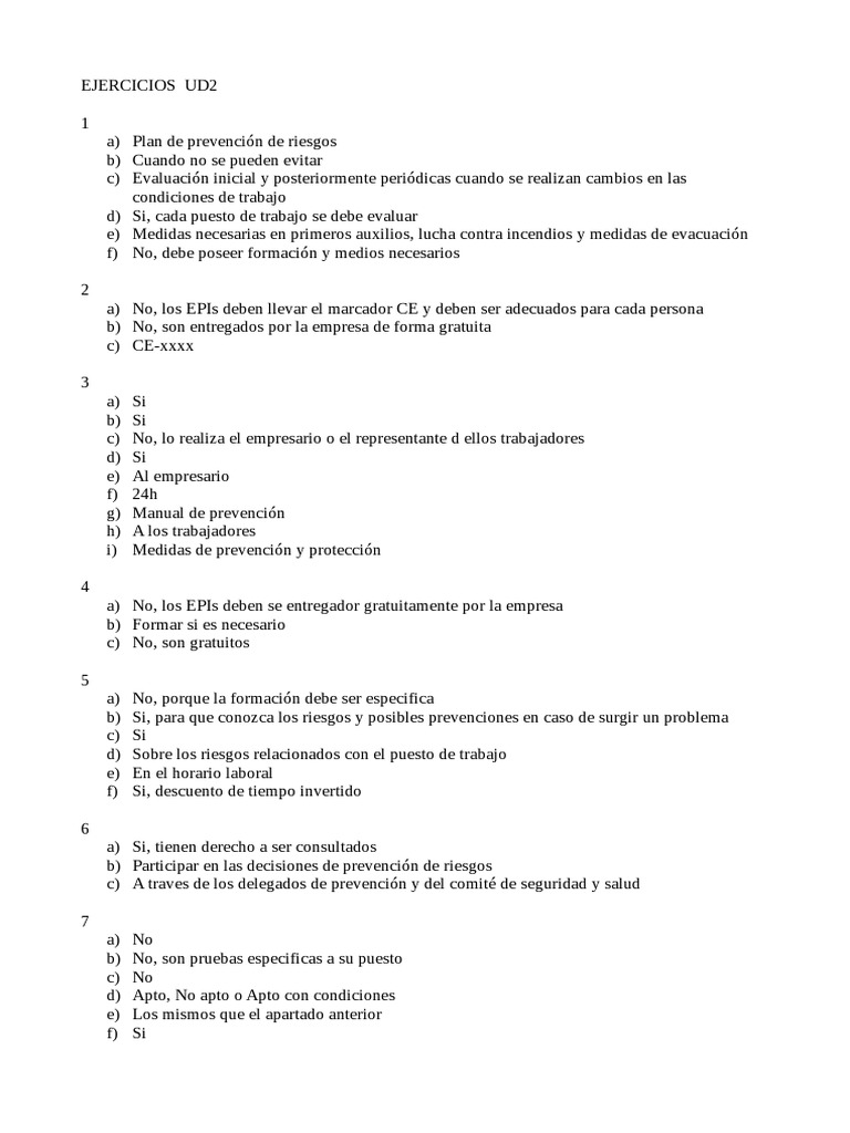Ejercicios FOL UD2 | PDF | Ciencias de la Salud