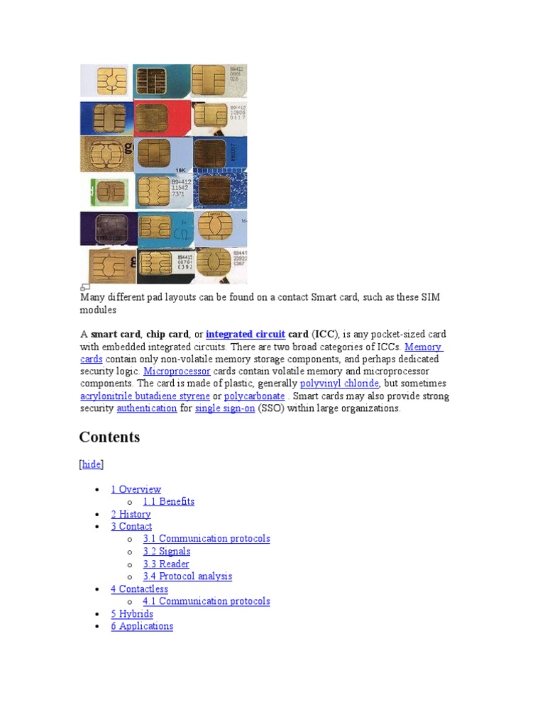 Integrated Circuit: Card (ICC), Is Any Pocket-Sized Card | PDF | Smart ...