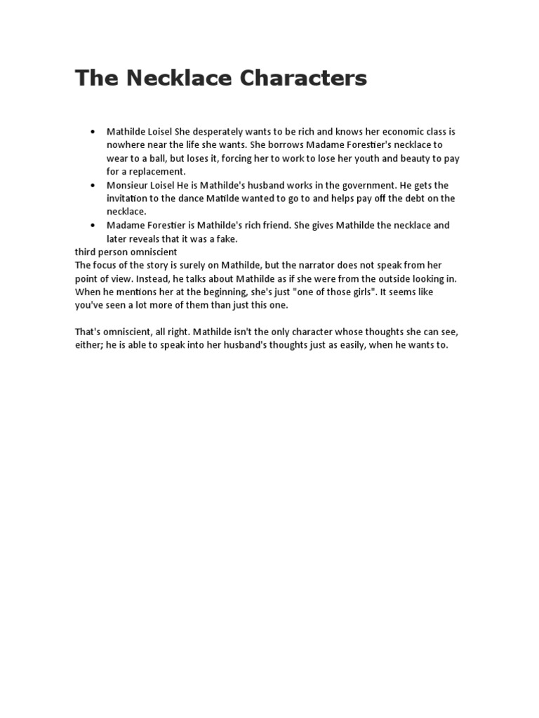 The Necklace Characters | PDF