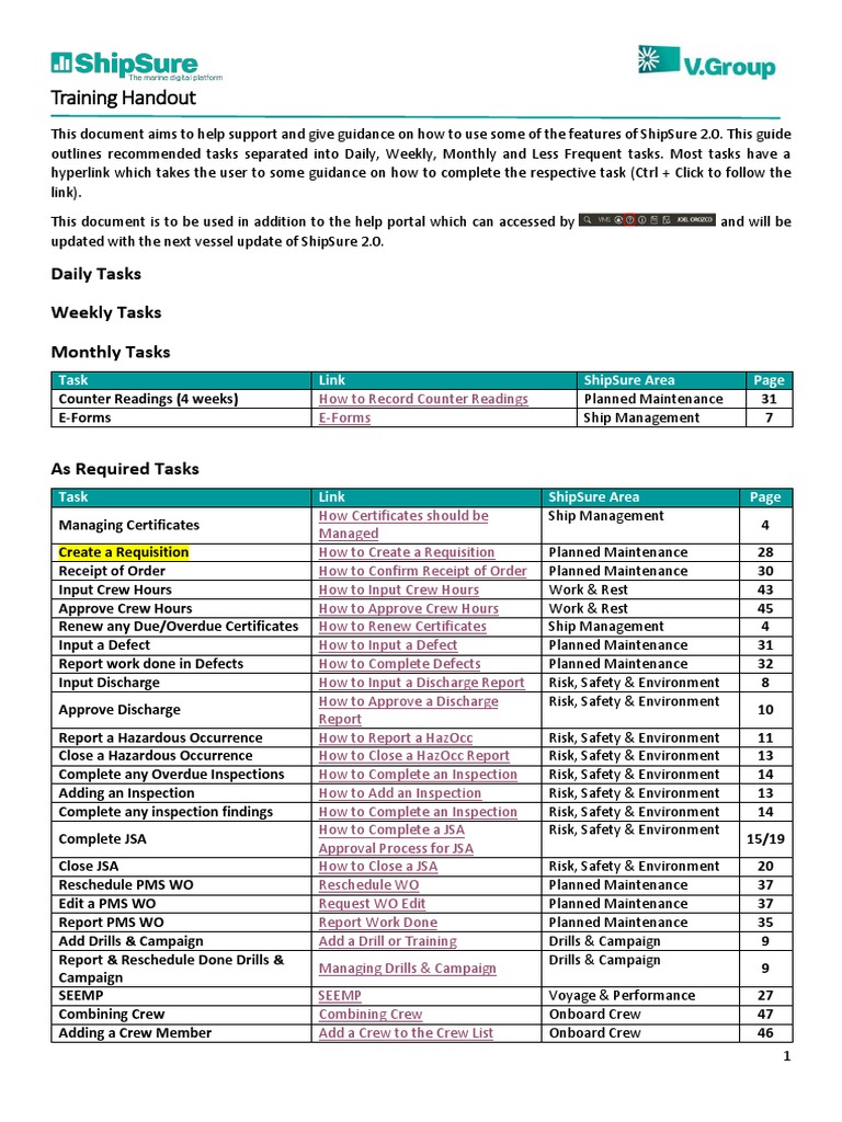 Shipsure Training Guide and FAQs | PDF