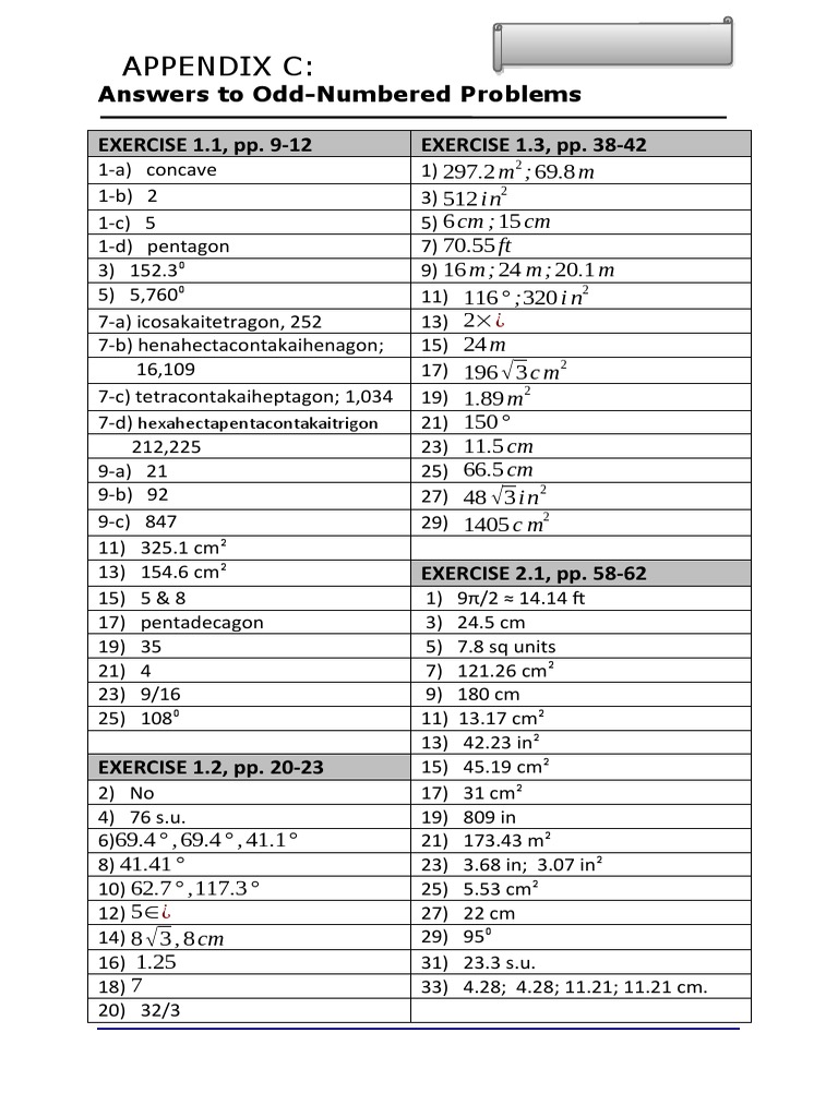 Appendix C:: Answers To Odd-Numbered Problems EXERCISE 1.1, Pp. 9-12 ... Appendix C:: Answers To Odd-Numbered Problems EXERCISE 1.1, Pp. 9-12 ...