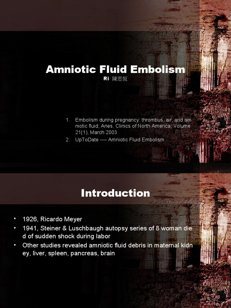 Amniotic Fluid Embolism | PDF | Obstetrics | Shock (Circulatory)