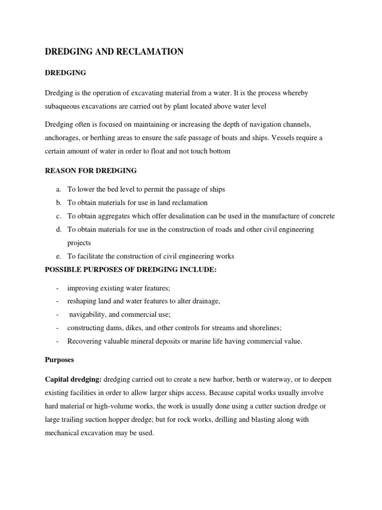 Dredging and Reclamation | PDF | Dredging | Physical Geography