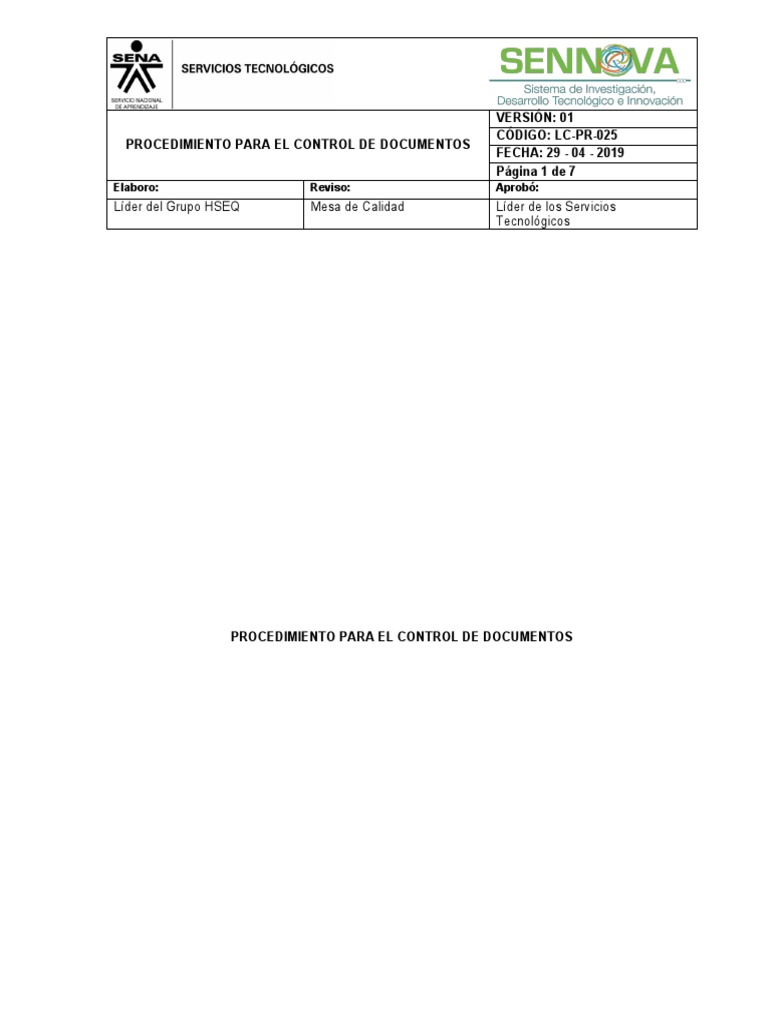 LC-PR-025 Procedimiento para El Control de Documentos | PDF | Informática