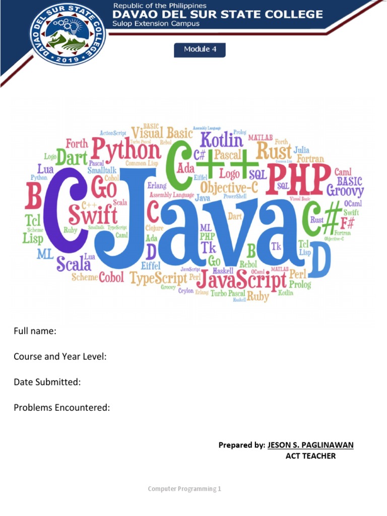 ITC 112 Module 4 Computer Programming 1 Lesson 123 | PDF | Control Flow ...