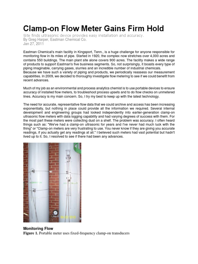 Clamp-On Flow Meter Gains Firm Hold | PDF | Flow Measurement | Ultrasound