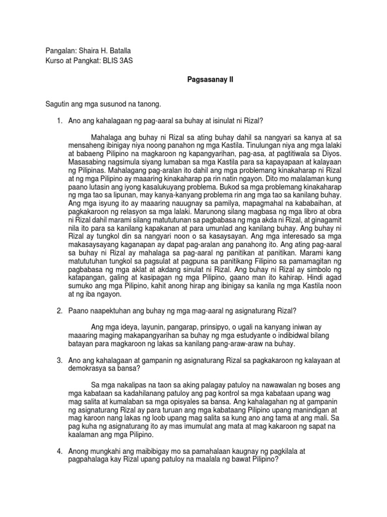 Pagsasanay 2 - RLW 101 | PDF