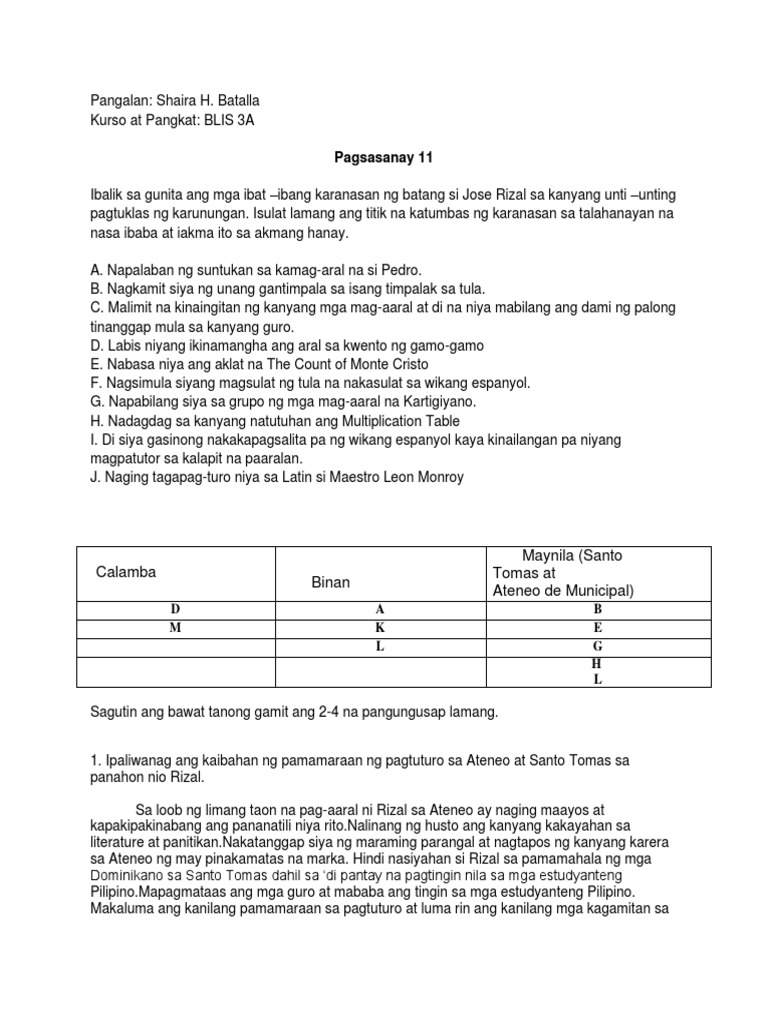Pagsasanay 11 - RLW 101 | PDF