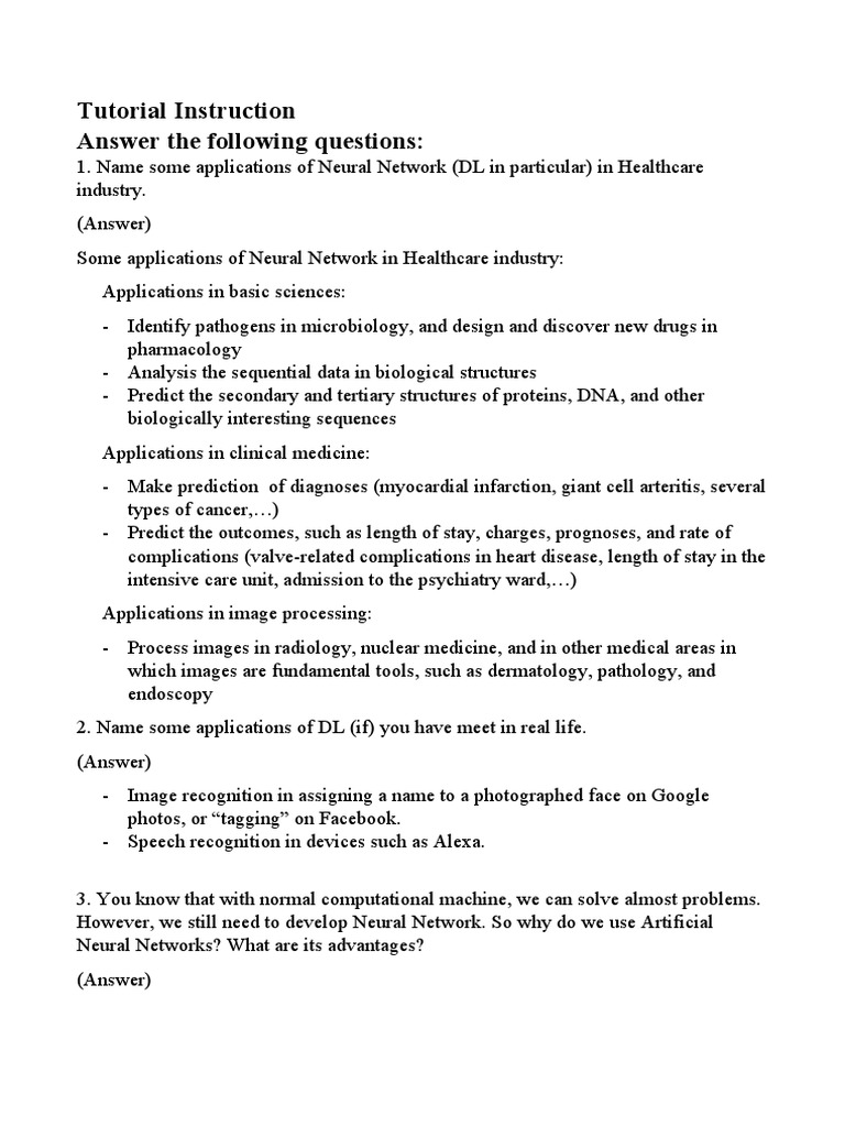 Tutorial Instruction Answer The Following Questions | PDF | Artificial ...