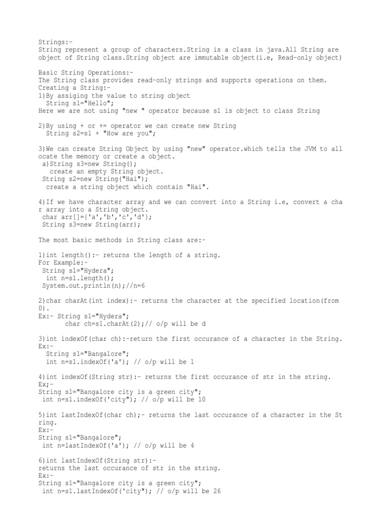 A Comprehensive Guide To Java String Methods And Operations Pdf String Computer Science 8901