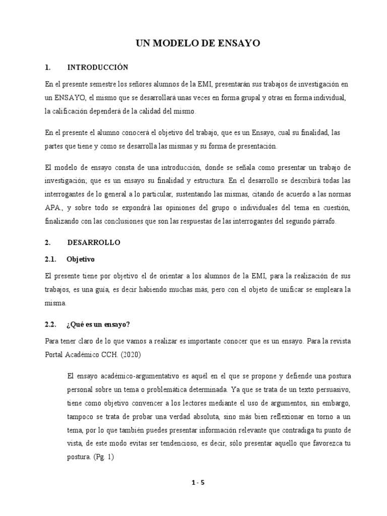 Un Modelo de Ensayo | PDF | Ensayos