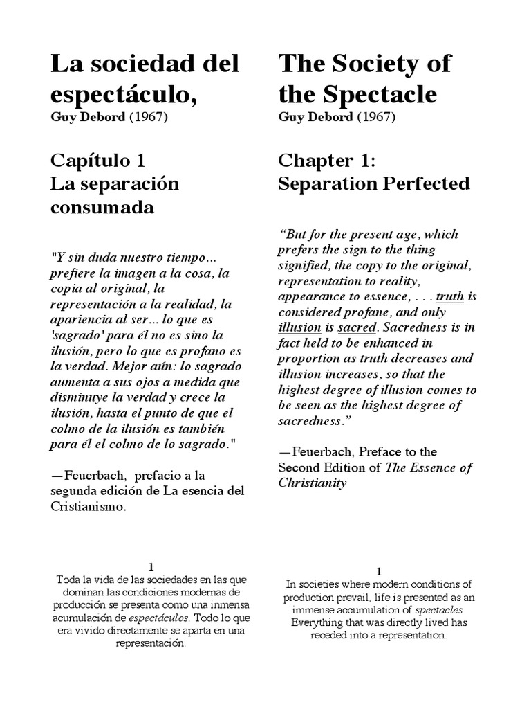 Society of The Spectacle Español and English | PDF