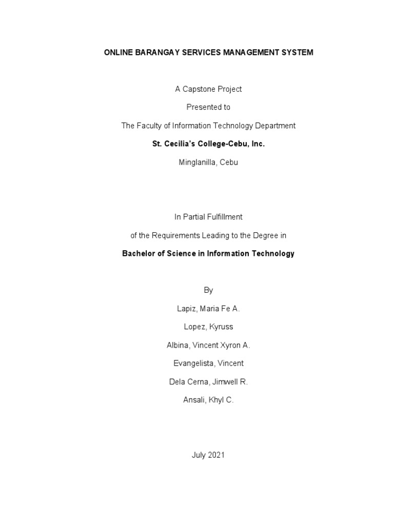 Online Barangay Services Management System | PDF | Information ...