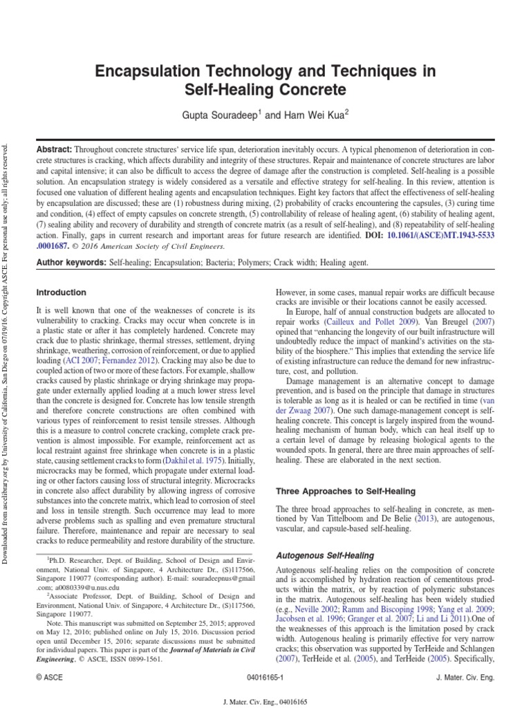 Encapsulation Techniques and Technology in Self Healing Concrete | PDF ...