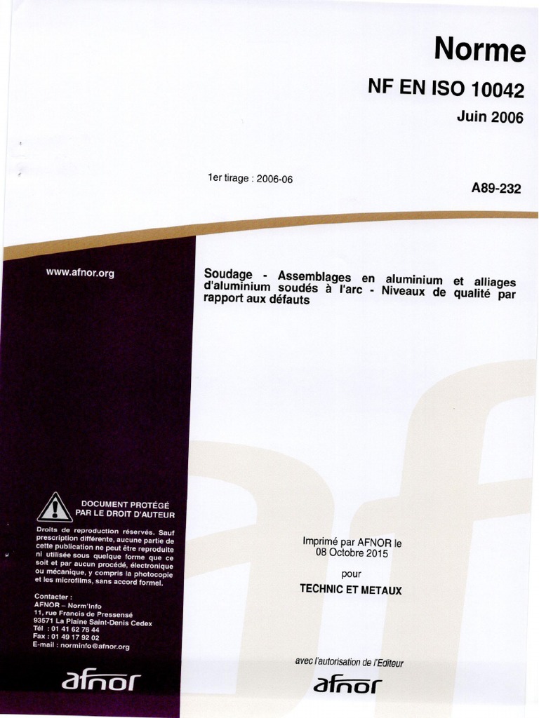 NF en Iso 10042 | PDF