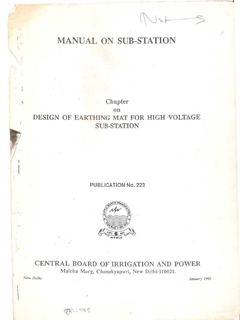CBIP-Desgn of Earth Mat For HV SS | PDF