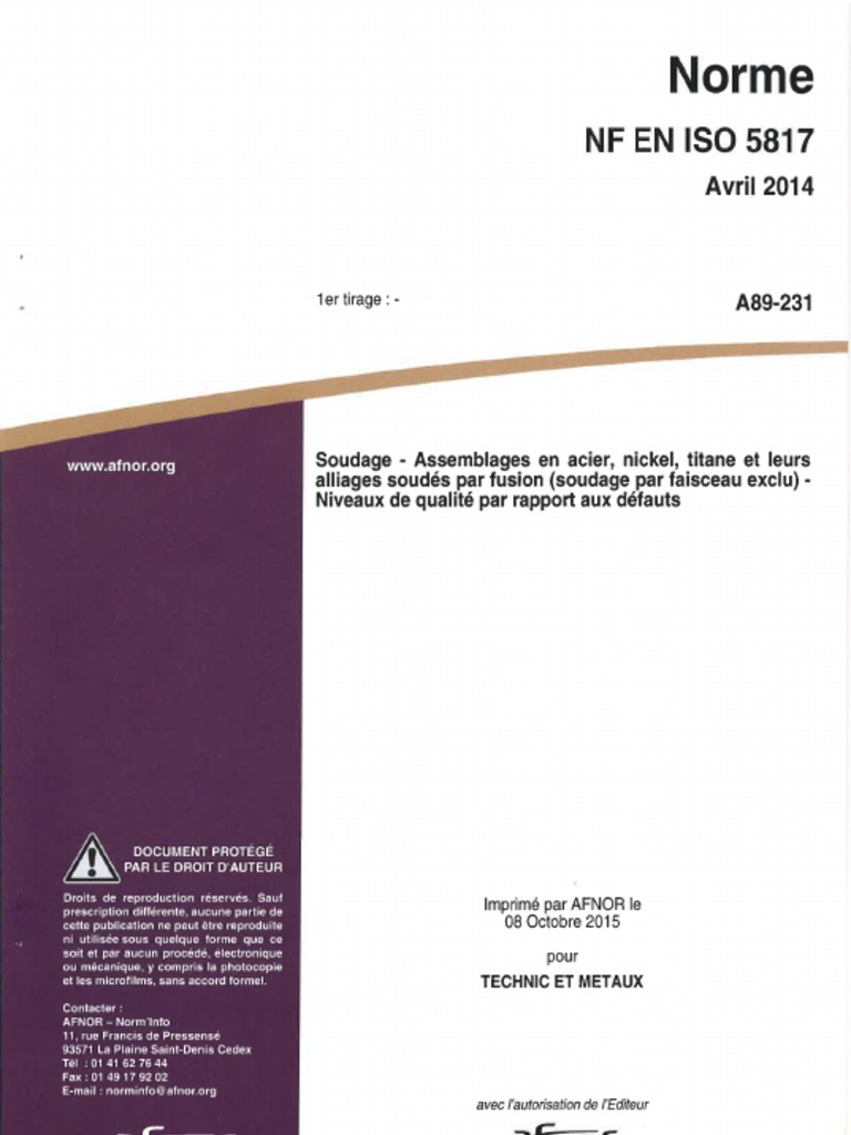NF en Iso 5817 | PDF