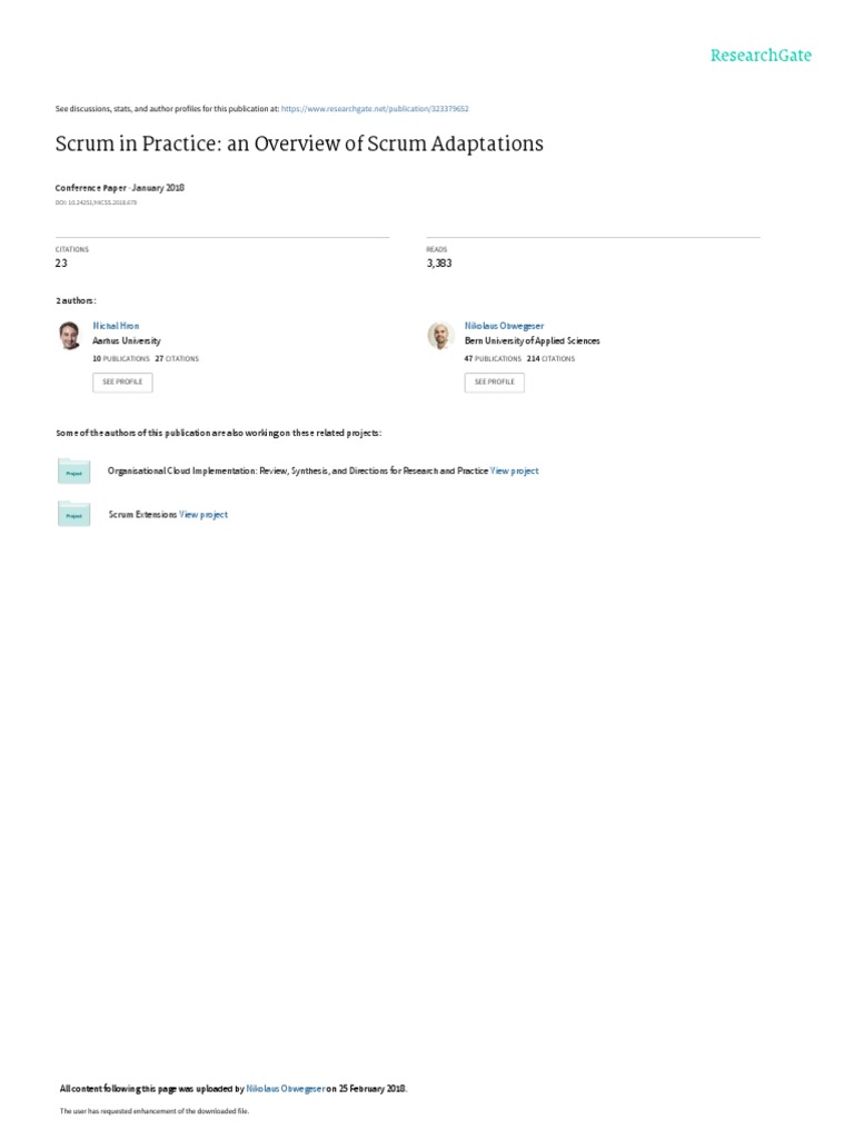 Scrum in Practice: An Overview of Scrum Adaptations: January 2018 | PDF ...