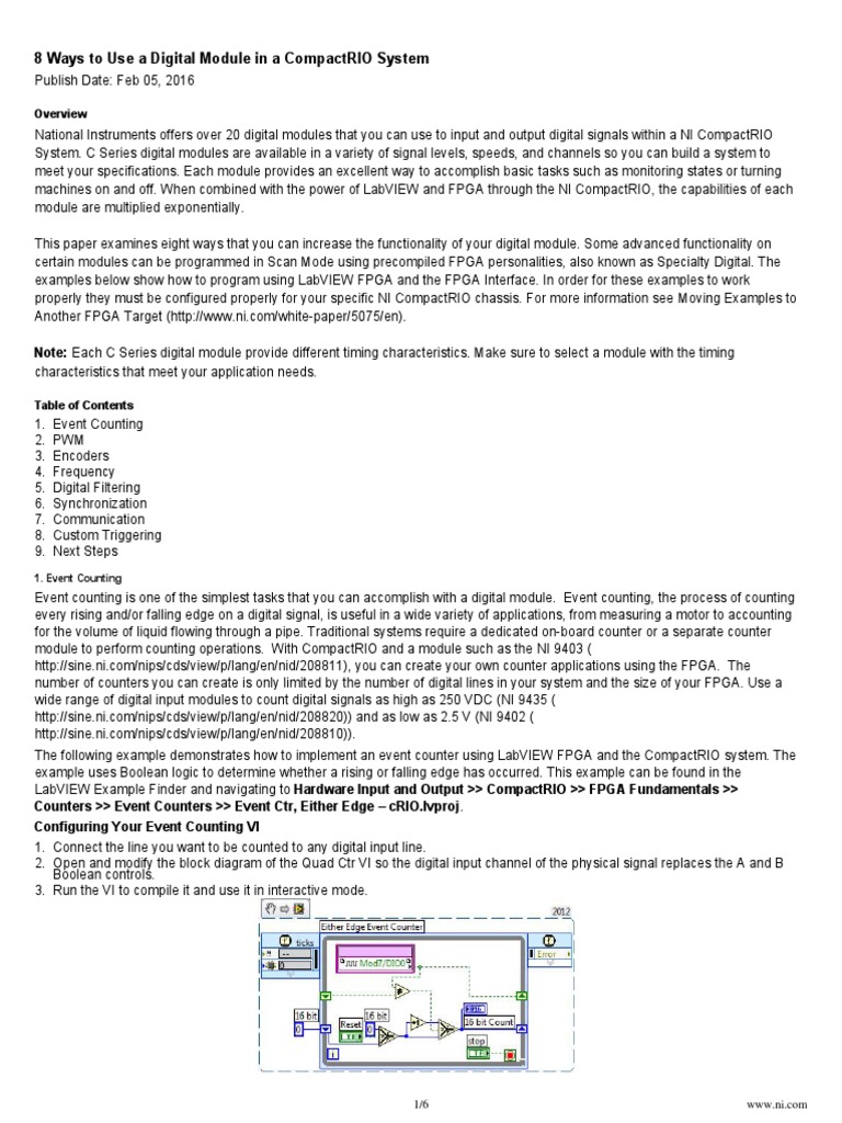 8 Ways To Use A Digital Module in A CompactRIO System | PDF | Field ...
