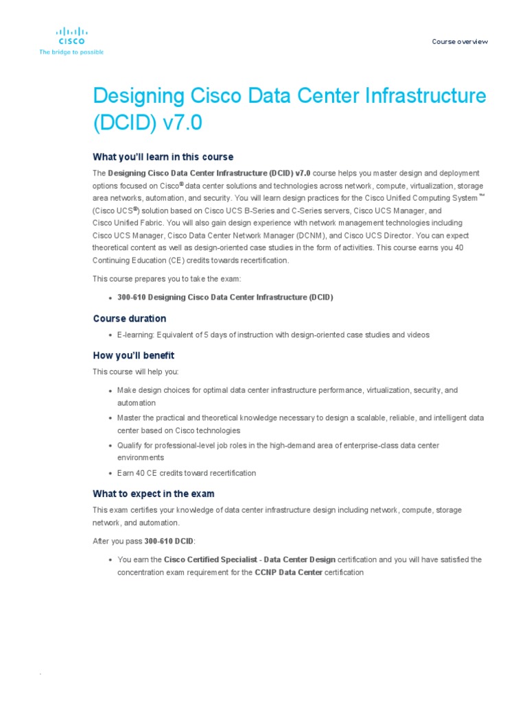 Designing Cisco Data Center Infrastructure Dcid v7 0 | PDF | Computer ...