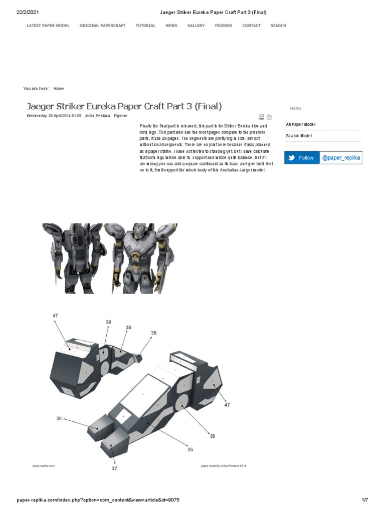 Jaeger Striker Eureka Paper Craft Part 3 (Final) | PDF | Application ...