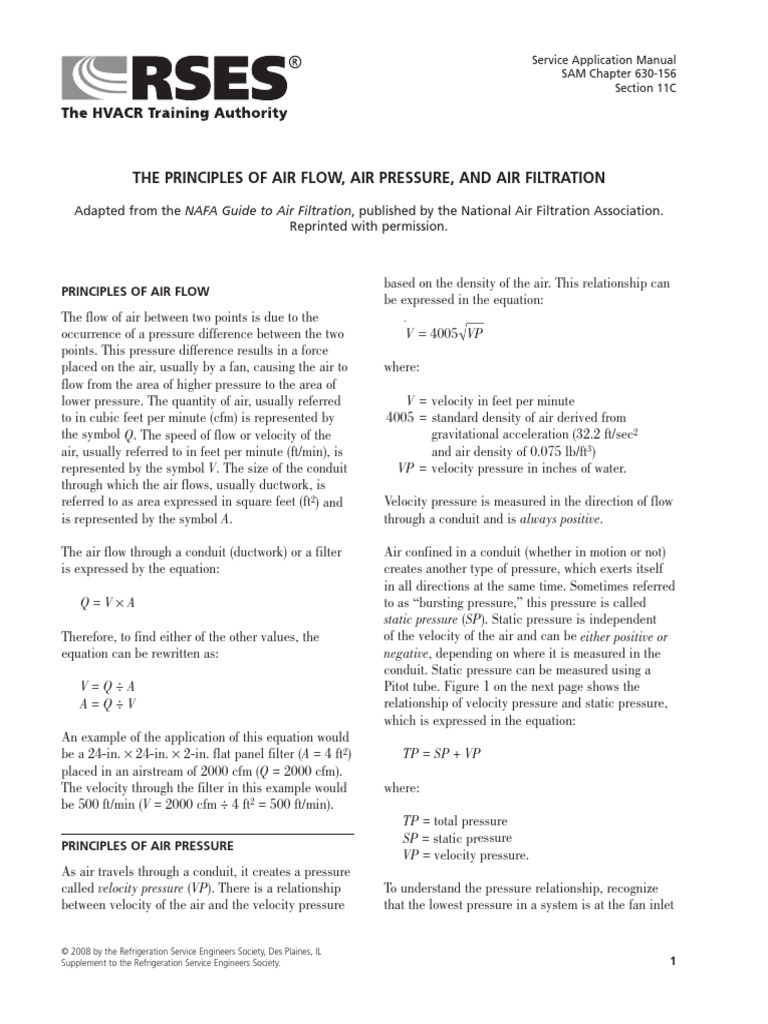 The Principles of Air Flow, Air Pressure, and Air Filtration | PDF ...