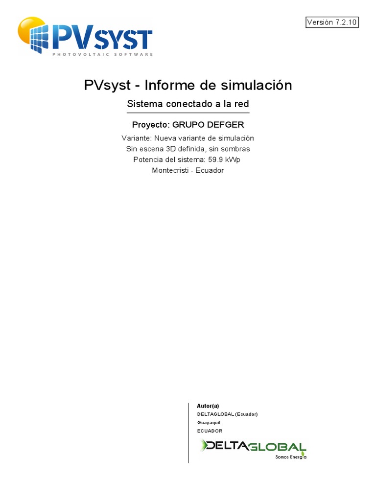 Pvsyst 60KWP - VC0-Report | PDF | Simulación | Diferencia
