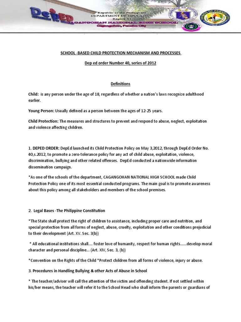 Child Protection Mechanism and Processes | PDF | Child Protection ...