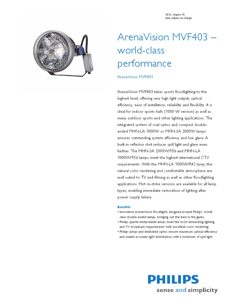 Arenavision Mvf403 323012 Ffs Aen | PDF | Lighting | Building Engineering